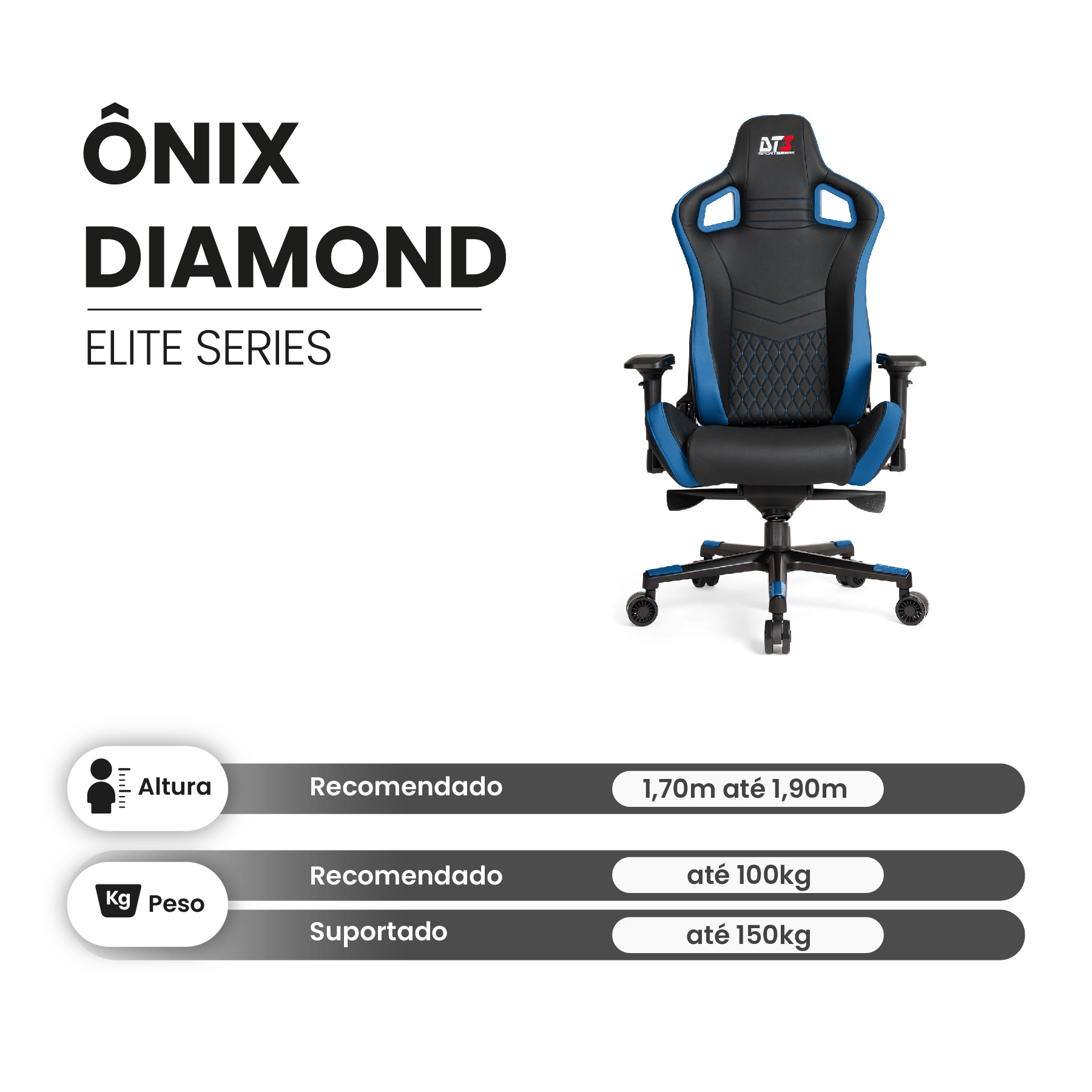 Silla ergonómica para juegos DT3 Ônix Diamond